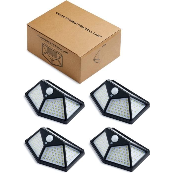 Sunlix Lot De 4 Spots Solaires Extérieurs 100 Led 2 200 Mah 3 Modes Avec Capteur De Mouvement ...