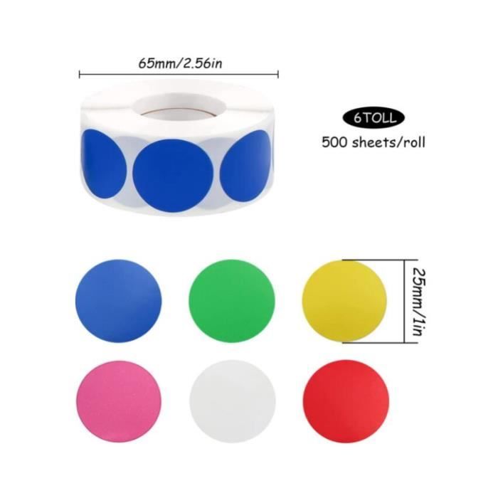 Gommettes Rondes Couleur Pastilles Autocollantes 25mm Etiquette Ronde ...