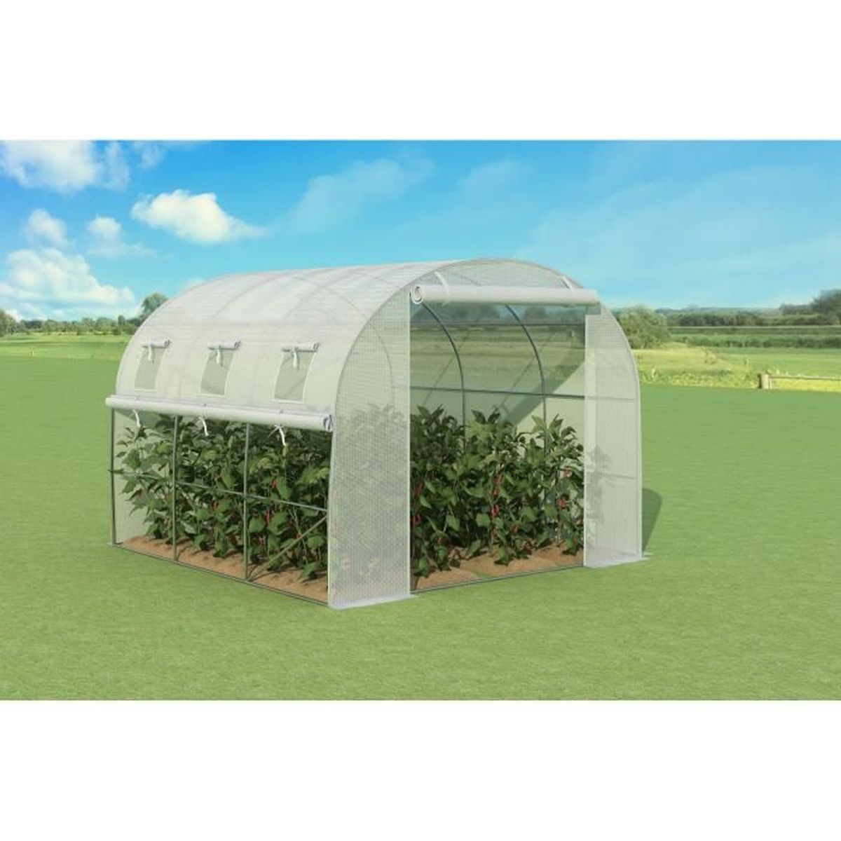 Serre de jardin tunnel 9m2 en acier galvanisé haute qualité - 3X3X2M ... Serre de jardin tunnel 9m2 en acier galvanisé haute qualité - 3X3X2M ...