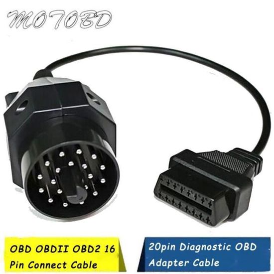 Obd 2 Obd Ii Adaptateur Pour Bmw 20 Broches À Obd2 16 Broches ...