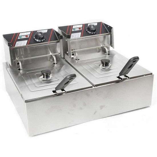 Friteuse électrique avec couvercle, zone froide, thermostat de sécurité ...