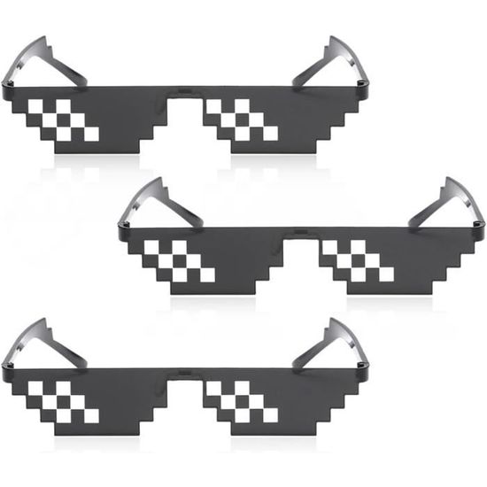 3 Pièces Lunette De Soleil, Lunettes De Mosaïque Pixel 8 Bits, Lunettes ...