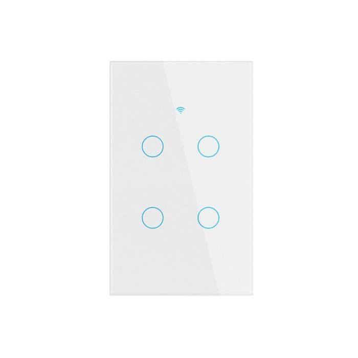 Blanc 4 gangs-Norme américaine-Joli d'éclairage intelligent Tuya WiFi ...