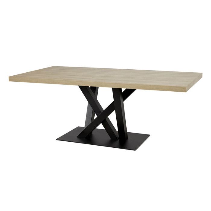 FRANK - Table 170cm Aspect Bois French Oak Piètement Croisé Noir ...