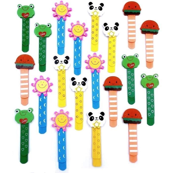 20 Colorés Signet en Bois Animaux Marque-pages Enfants Cadeau[557 ...