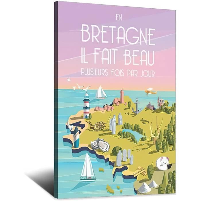 AFFICHE BRETAGNE-EN Bretagne, Il fait Beau Plusieurs Fois Par Jour ...