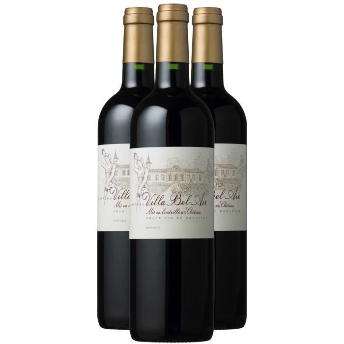 Château Villa Bel-Air Rouge 2019 - Lot de 3x75cl - Vin Rouge de ...