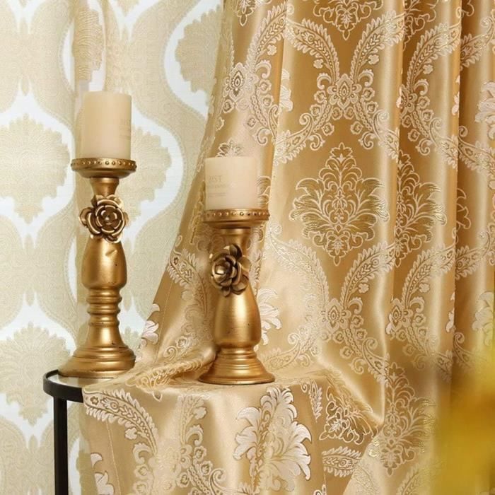 Lot De 2 Rideaux De Luxe En Or Pour Salon Chambre (2 X L 140 X H 240 Cm ...