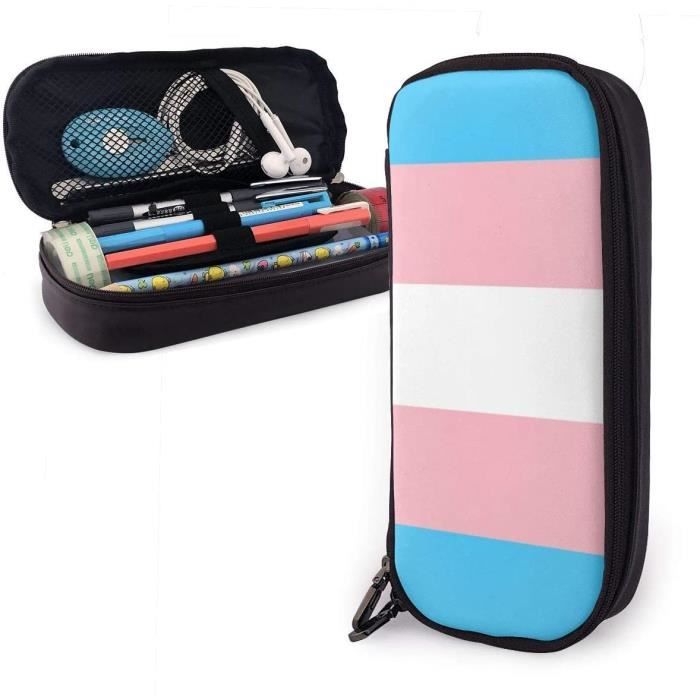 Étui à crayons en cuir - Transgenre Pride Flag - Noir - 8"x1.5"x3.5 ...