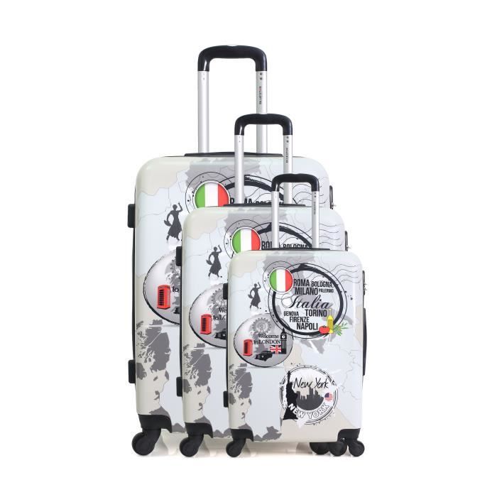 Set de 3 valises Polycarbnoate - Coques rigides - 4 roues 50-60-70 cm ...