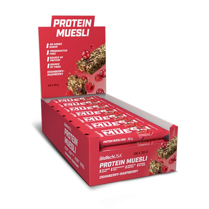 Barres protéinées vegan BioTech USA - Protein Muesli Bar - Cranberry ...