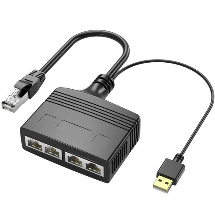 1 À 4 Ports Rj45 Ethernet Splitter Adapter,8 Core Gigabit High Speed ...