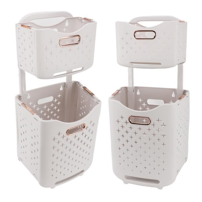 Duokon Panier à linge roulant pliable et suspendu, organiseur de tri de ...