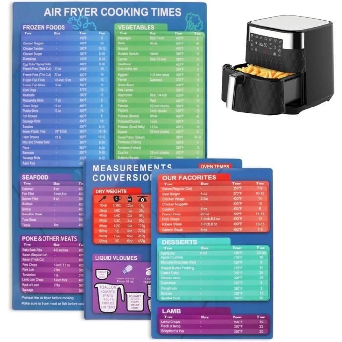 Tableau De Temps De Cuisson Pour Friteuse À Air, 3 Pièces, Guide De ...