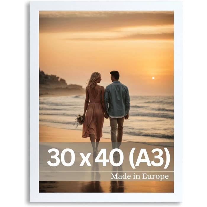 Cadre Photo Dix 30X40 Cm (A3) En Blanc-Cadre Moderne En Bois-Verre ...