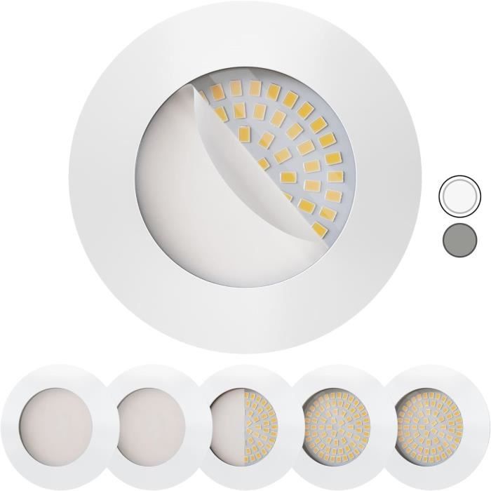 Scandinavian Home Lot de 6 spots LED encastrables Blanc mat 60 mm 70 mm I Convient pour salle de ...