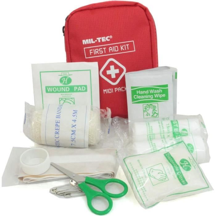 TROUSSE DE SECOURS - FIRST AID PACK ROUGE 18 ACCESSOIRES MIL-TEC 16025910 AIRSOFT RANDONNEE ...