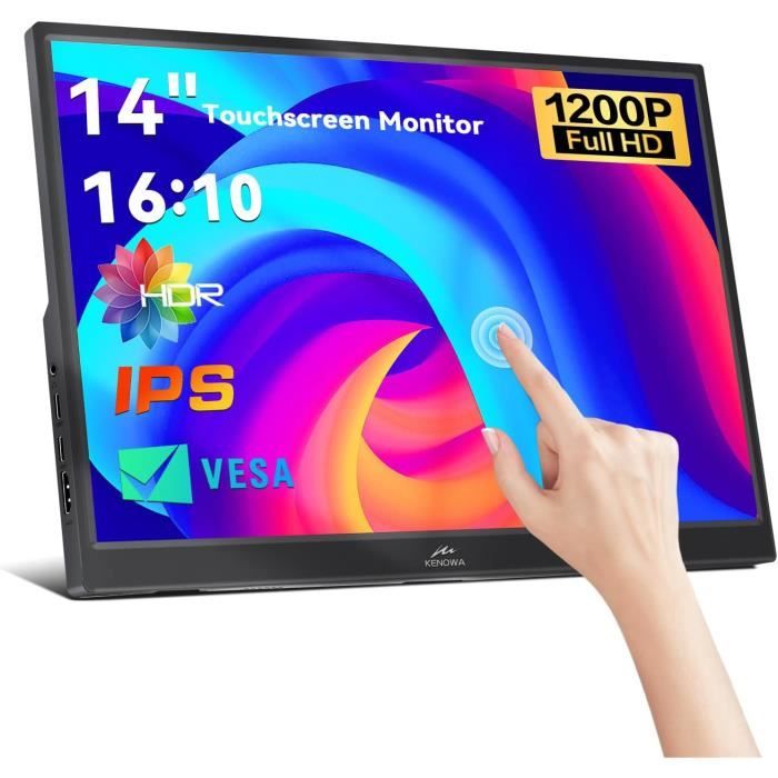 Moniteur À Écran Tactile Ips 14" Fhd 1920 X 1200P Écran 10 Points Touch Écran Externe Avec Usb-C ...