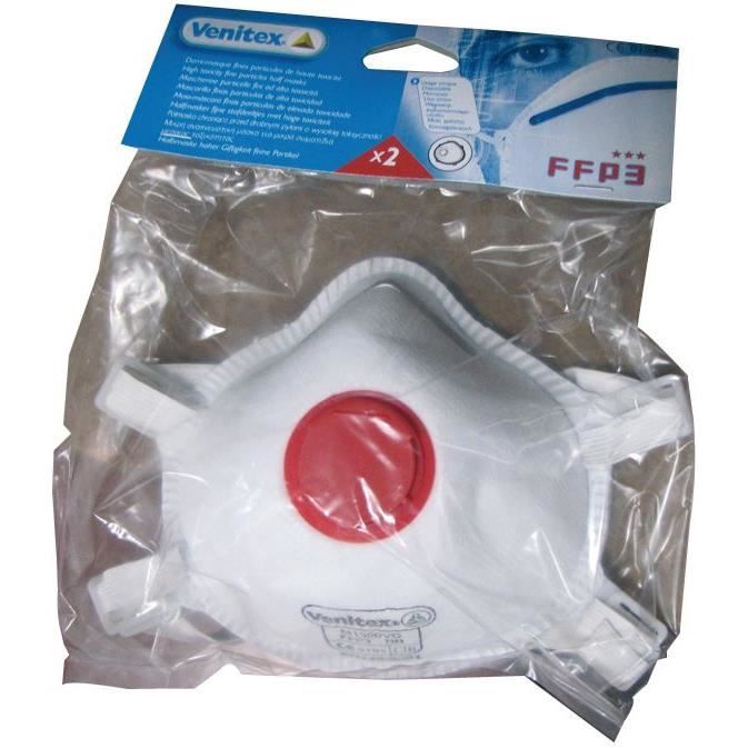 Kit de 2 masques FFP3 VENITEX à valve - Protègent contre les particules ...
