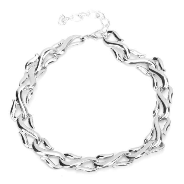 Zerone collier en métal Rappeur chaîne flamme argent durable non ...