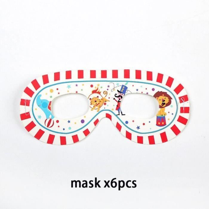 Mask x6pcs -Décorations de fête sur le thème du cirque,ensemble de ...