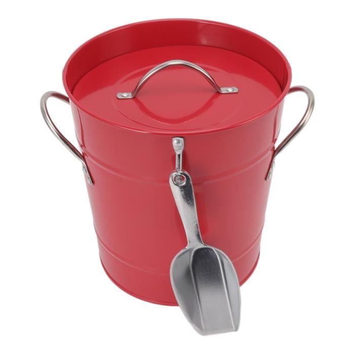 Zerone bac à glace de bar Seau à glace rond avec pelle à glace en tôle ...