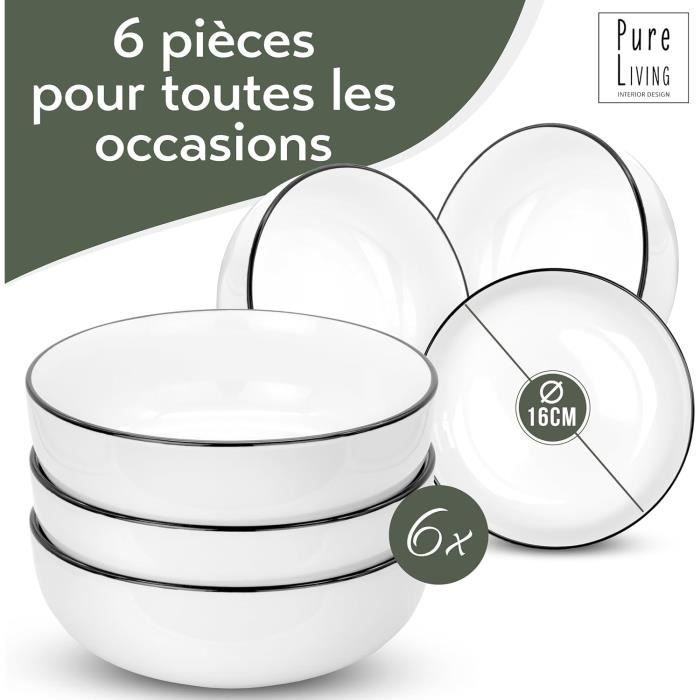 Ensemble 6 Bols Porcelaine Scandi - Design Scandinave, résistentes au ...