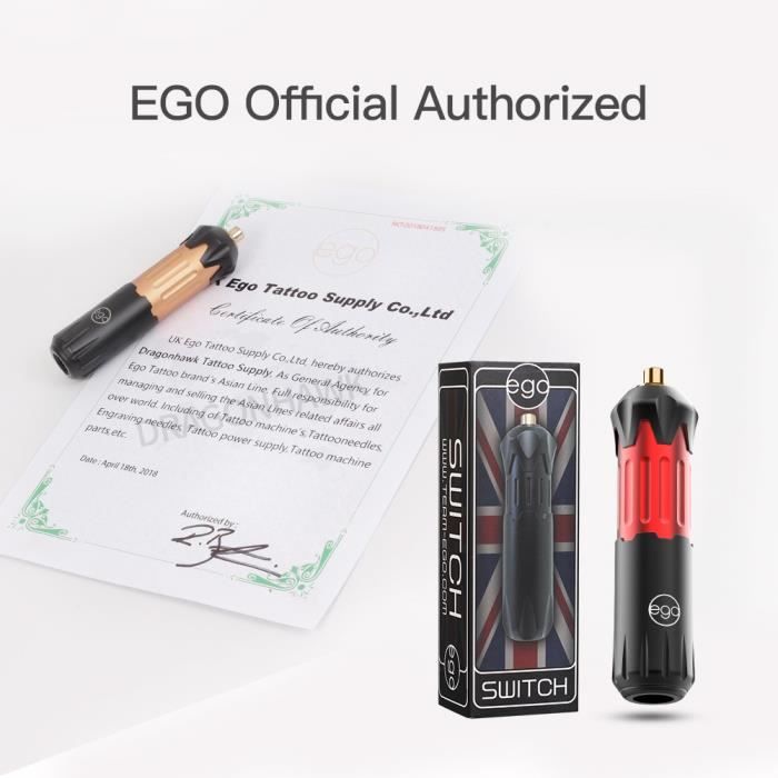 Dragonhawk EGO Tattoo Pen machine à tatouer rotative RCA Cord Turn on ...