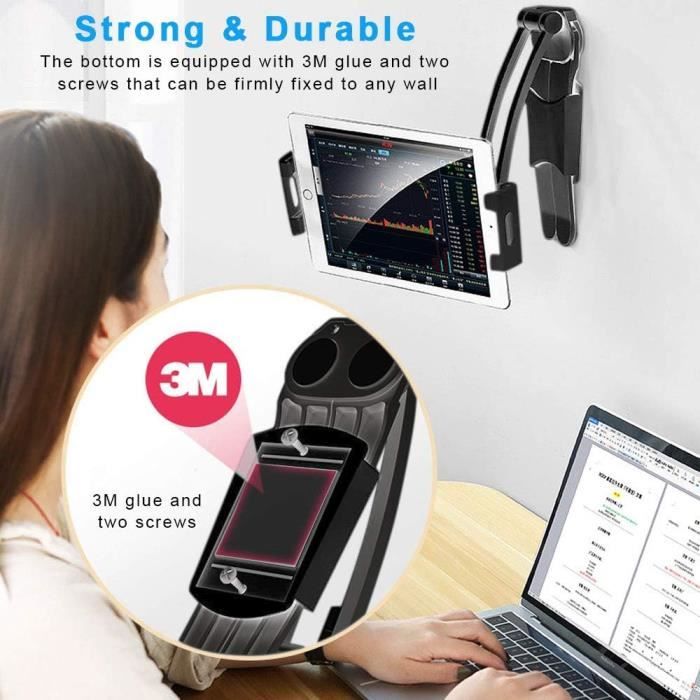 Support Universel Tablette Mur, Porte Tablette Cuisine Reglable ...