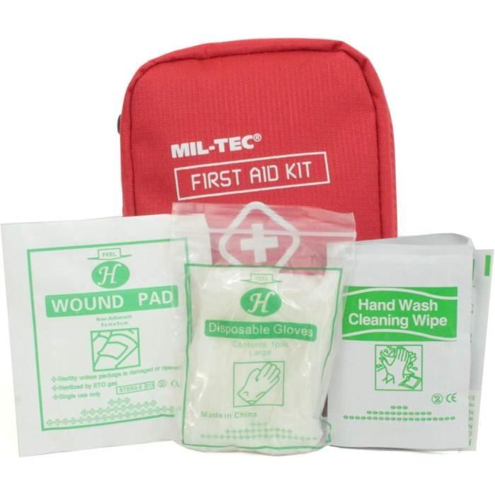 TROUSSE DE SECOURS - FIRST AID PACK ROUGE 18 ACCESSOIRES MIL-TEC 16025910 AIRSOFT RANDONNEE ...