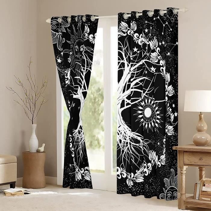 Rideaux Soleil Lune étoiles, Rideau Arbre de La Vie Occultant à ...