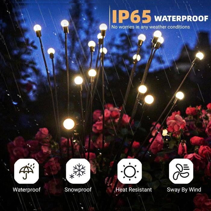 4 Pièces 8 Leds Luciole Solaire Exterieur Jardin, Lampe Solaire ...