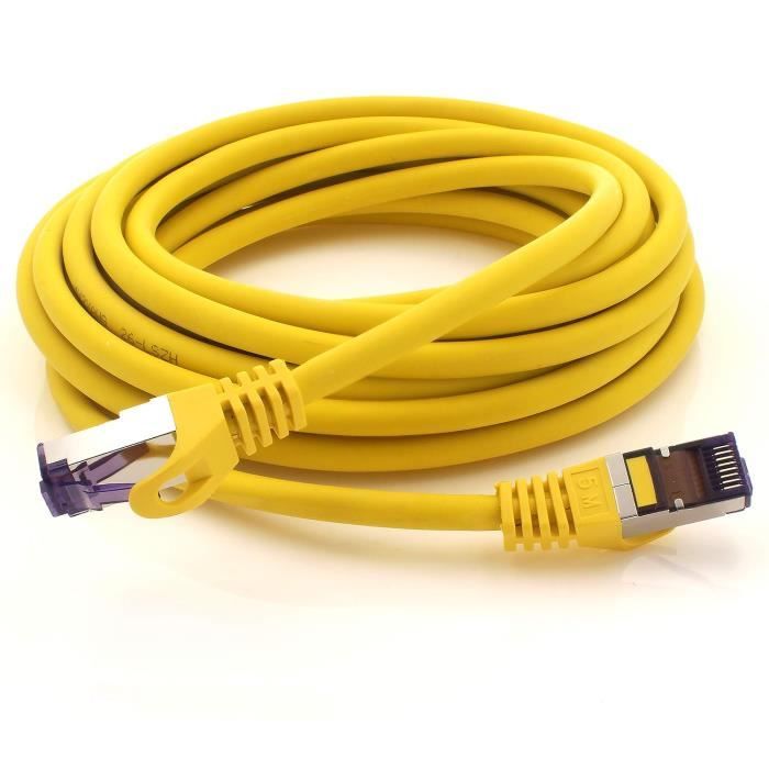 Cat.7 Câble réseau 2m - Jaune - 10 pièces Cat7 Câble Ethernet PoE Lan ...