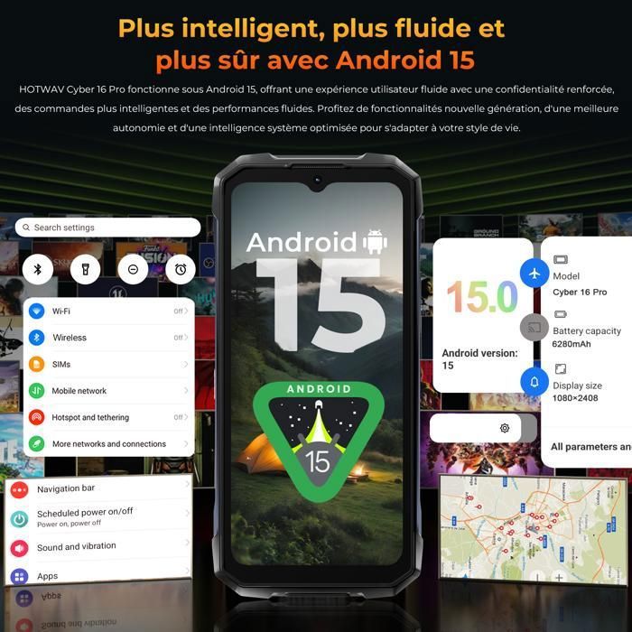Smartphone robuste - HOTWAV - Cyber 16 Pro - Écran 6,6'' 2K 120Hz ...