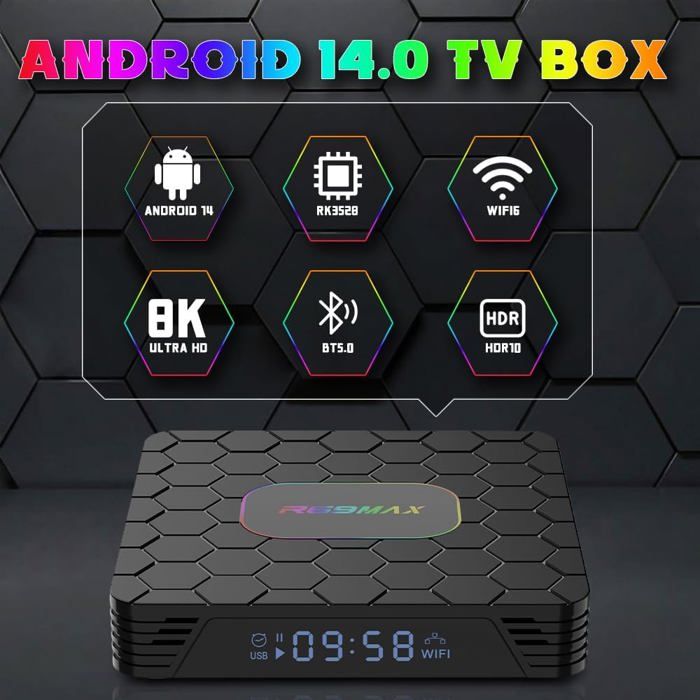 Android TV Box 14.0, 4GB RAM 64GB ROM RK3528 Quad-Core, TV Box Support ...