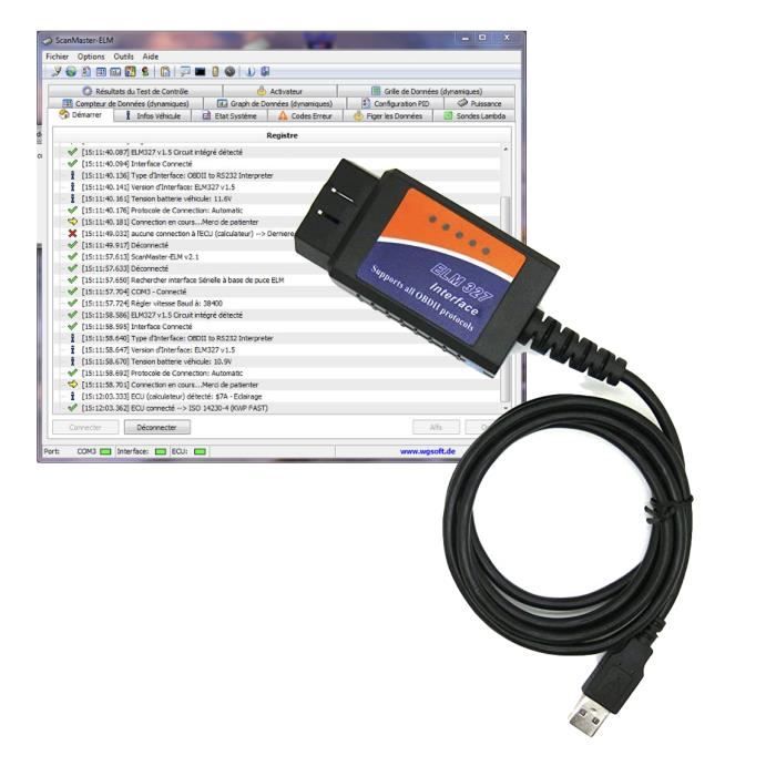 Boitier OBD2 Conversion E85 Bioéthanol véhicules Essence + Rallonge OBD ...
