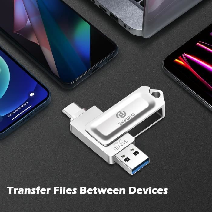 Clé Usb Pour Iphone Lecteur Flash 512 Go Clé Usb 3.0 Et Type C Double Clé Usb Pour Iphone 15 ...