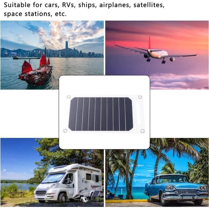 Chargeur De Batterie Solaire, Panneau Solaire De Haute Stabilité Bon Imperméable Léger 10W 5V ...