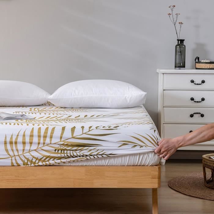 Drap Housse 180X200 Cm 2 Personnes Avec Grand Bonnet De 30 Cm-Drap-Housse Microfibre Doux À ...