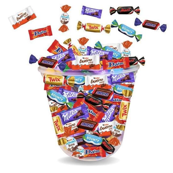 Assortiment de 120 chocolats | KINDER Schokobons et Mini Bueno, MILKA ...