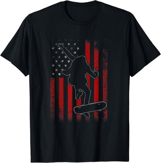 Planche De Skate Skateboard Drapeau Américain Skateboarding T-Shirt.[Z812] - Achat / Vente ...