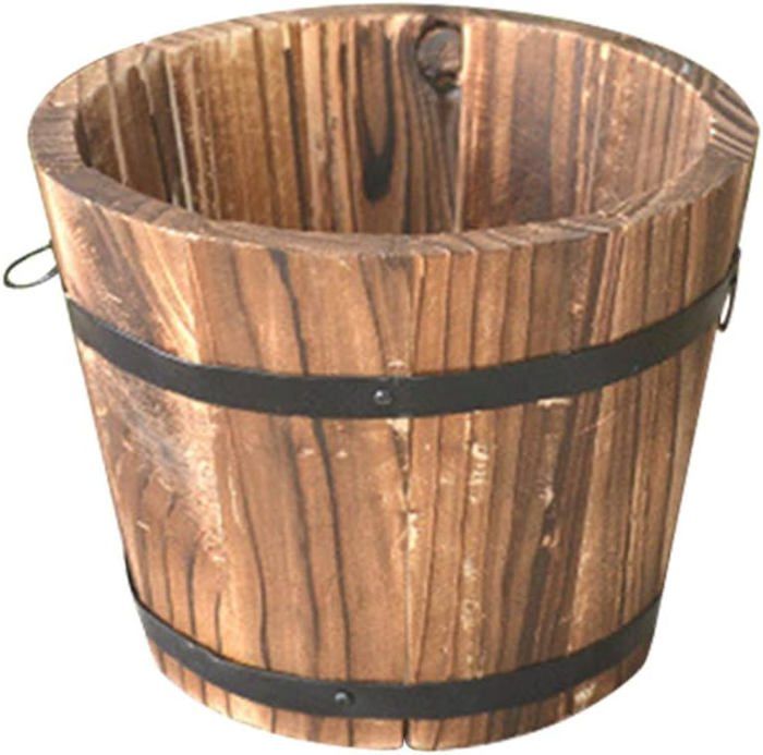 Pot De Fleurs En Bois Rond En Forme De Tonneau De Whisky Pour Jardin ...