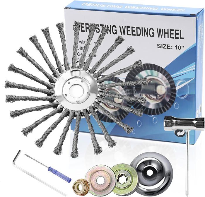 Brosse de désherbage professionnelle de 25,4 cm Pour débroussailleuse Brosse conique pour ...