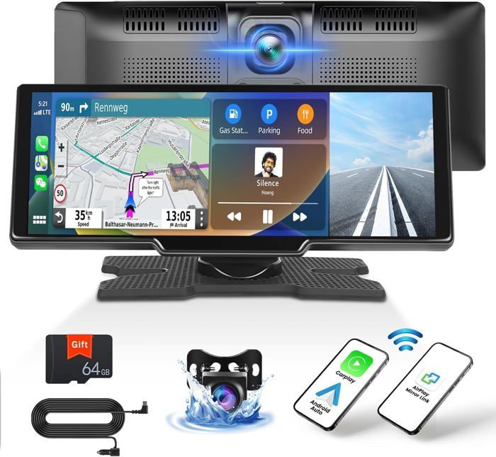 Ecran Carplay Voiture sans Fil Apple Carplay Android Auto avec 4K Dash ...