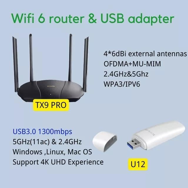 Adaptateur USB routeur - routeur Gigabit wi-fi 6, 3000Mbps, 2.4 GHz et ...