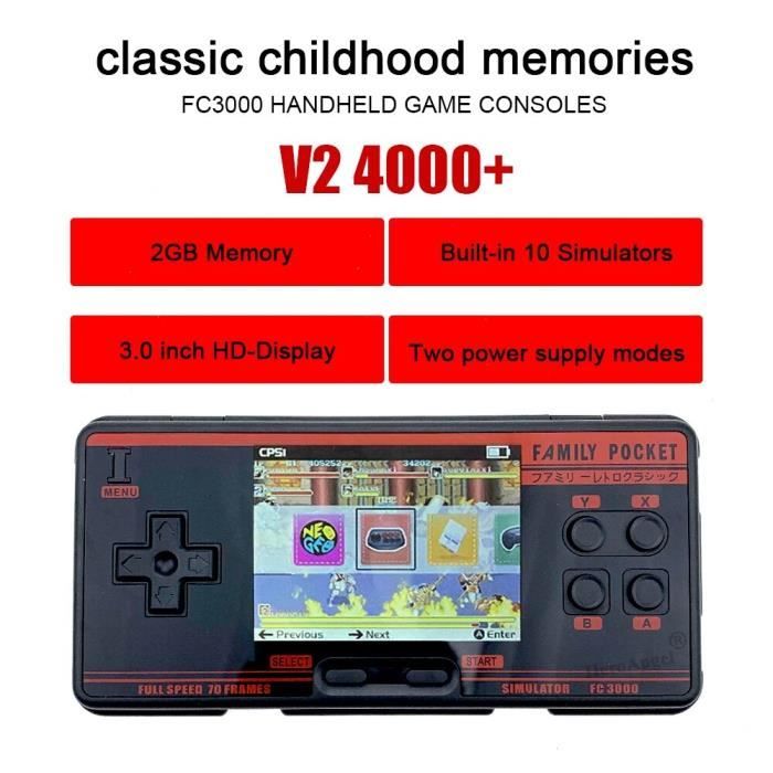 Console de jeu portable FC3000 V2 - Ips noir - 10 simulateur - 4000 ...