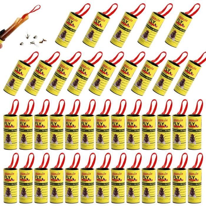 40 Rouleaux Attrape Mouche Collant Piege Rouleaux de Papier Tue-Mouche ...