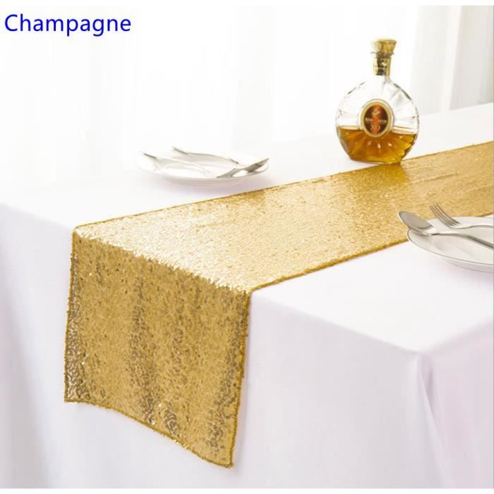 Chemin de Table,Chemin de Table brillant à paillettes, couleur or ...