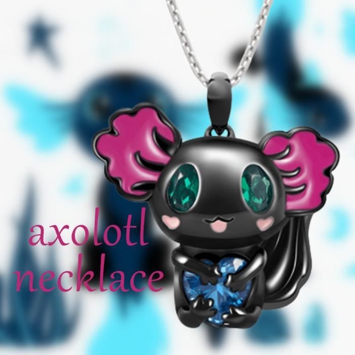 Chaine De Cou Vendue Seule CRAZE Q4SLZ Dessin animé Axolotl coeur ...