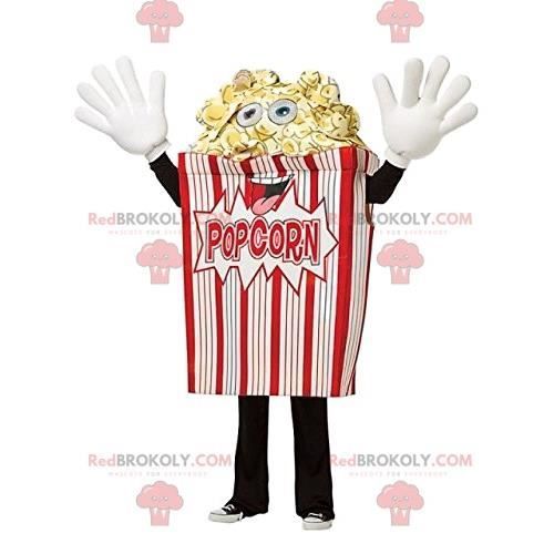 Mascotte de cornet de pop-corn rouge et blanc délirant - Costume ...